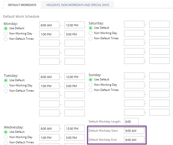Default Work Schedule – Project Insight Help Center