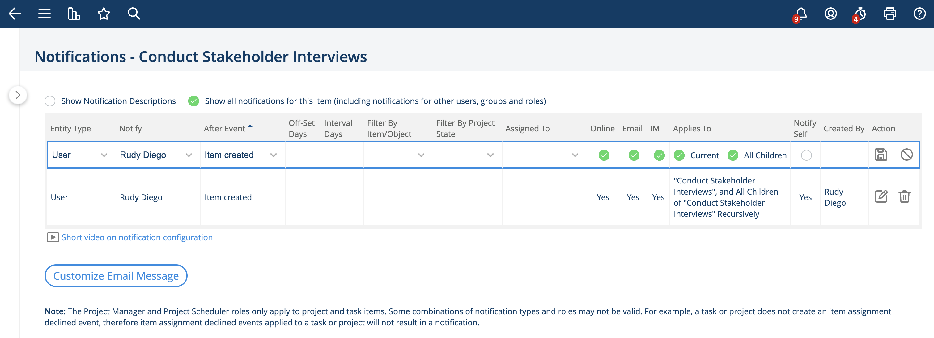 Setting your own Notifications – Project Insight Help Center
