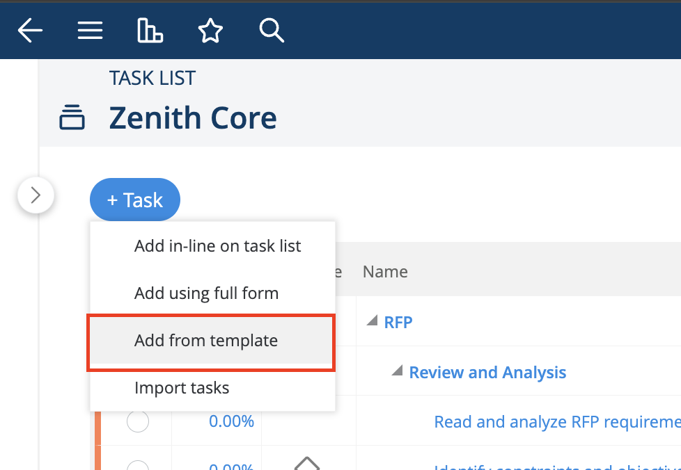 Adding Tasks from Template – Project Insight Help Center
